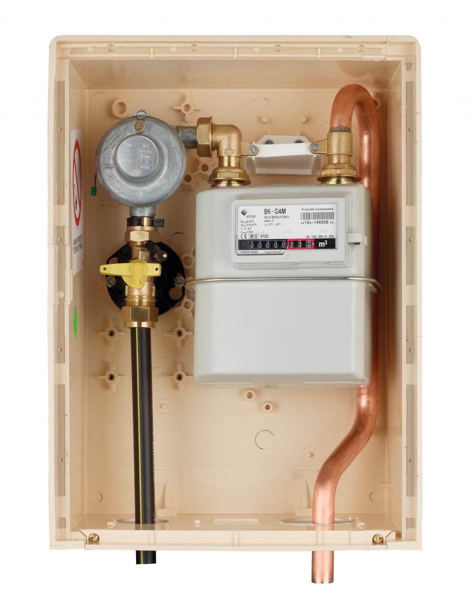 Coffret détente comptage 6 m3/h pour gaz naturel, entrée PE